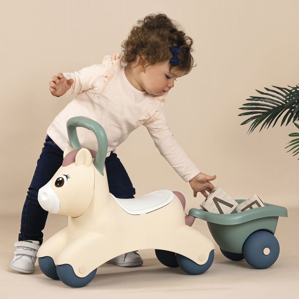 Masinuta de impins Smoby Pony cu remorca - eMAG.ro