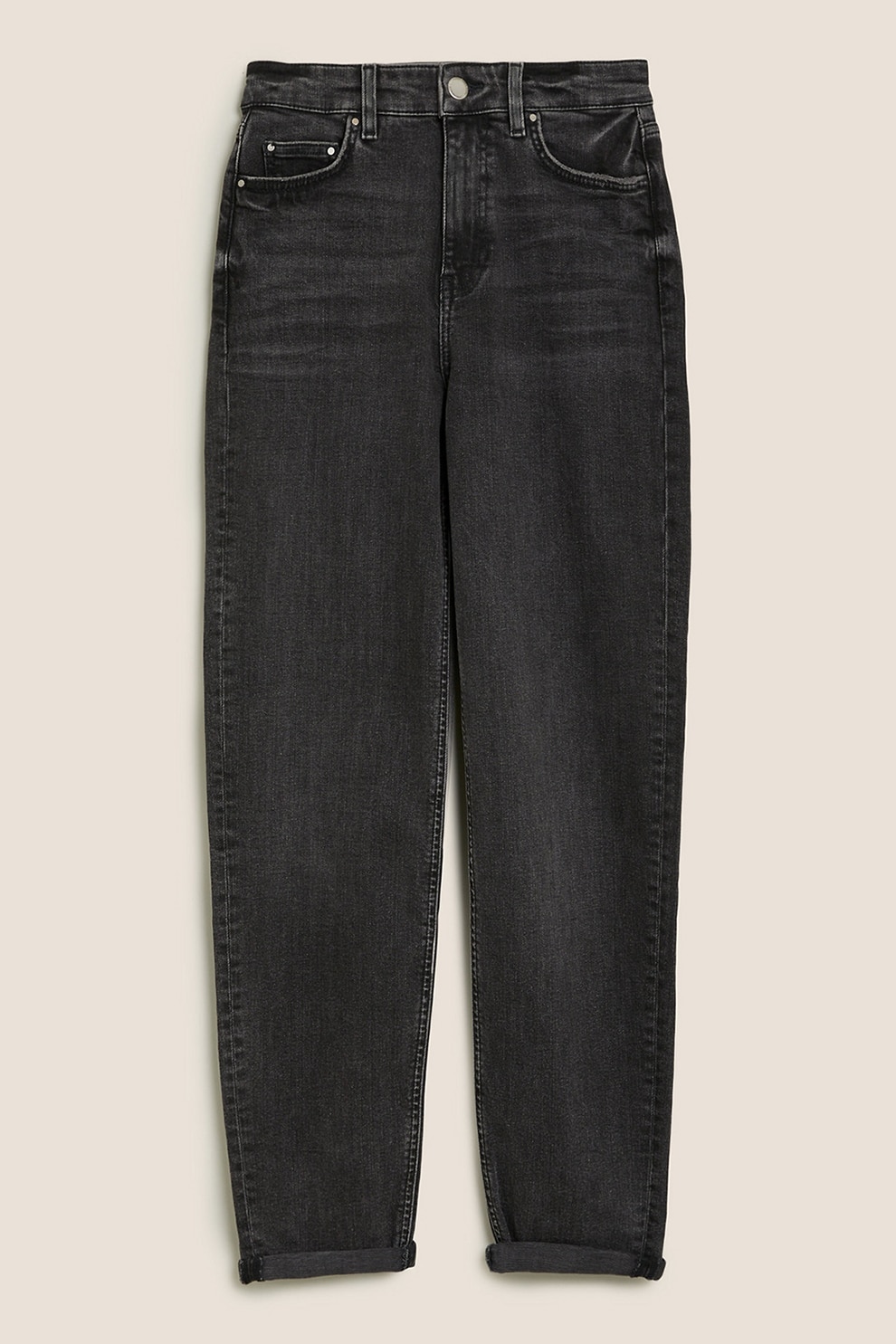 Marks & Spencer, Blugi crop boyfriend, Gri antracit, 24 - eMAG.ro