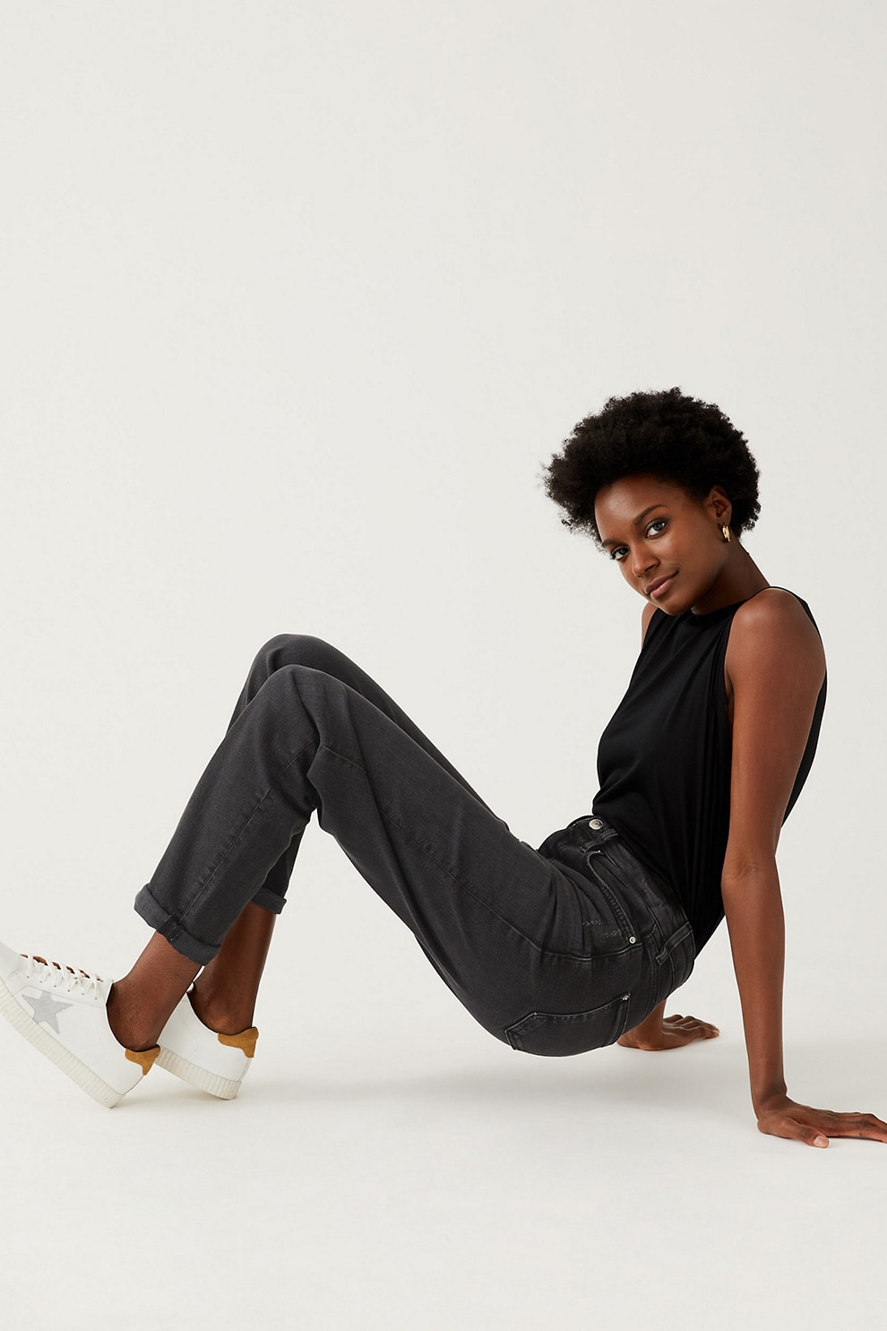 Marks & Spencer, Blugi crop boyfriend, Gri antracit, 14 - eMAG.ro