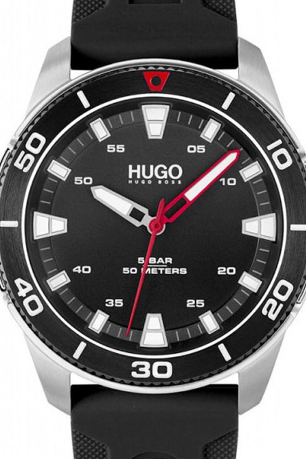 HUGO, Ceas analog cu o curea de silicon, Argintiu, Negru - eMAG.ro