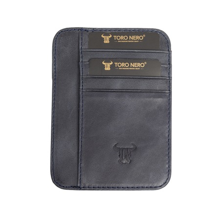Port-card, piele, barbati, Toro Nero, Open Wall, bleumarin - eMAG.ro