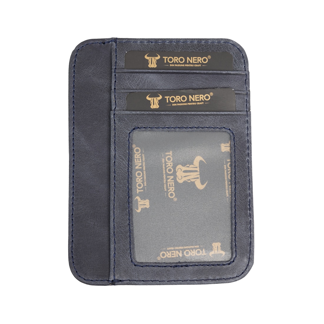 Port-card, piele, barbati, Toro Nero, Open Wall, bleumarin - eMAG.ro