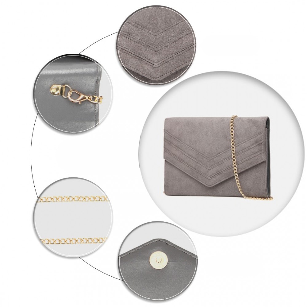 Geanta clutch, eleganta de seara, Miss Lulu LP1963GY Gri - eMAG.ro