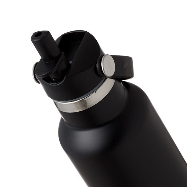 Recipient din otel inoxidabil, Herum®, cu capac si maner, Negru, 500 ml ...