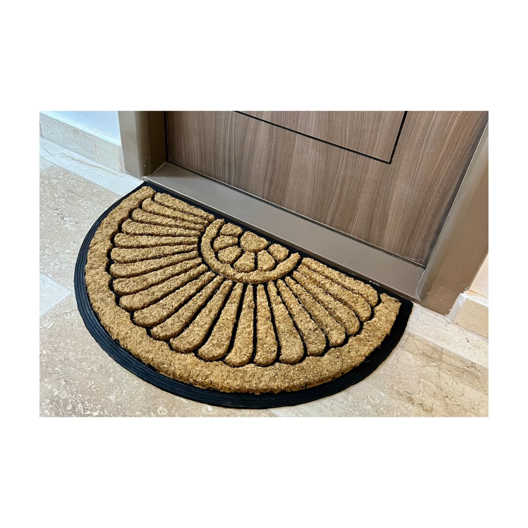Covoras intrare, fibra de cocos si cauciuc, DM 25, 75x45x2 cm, semicerc ...