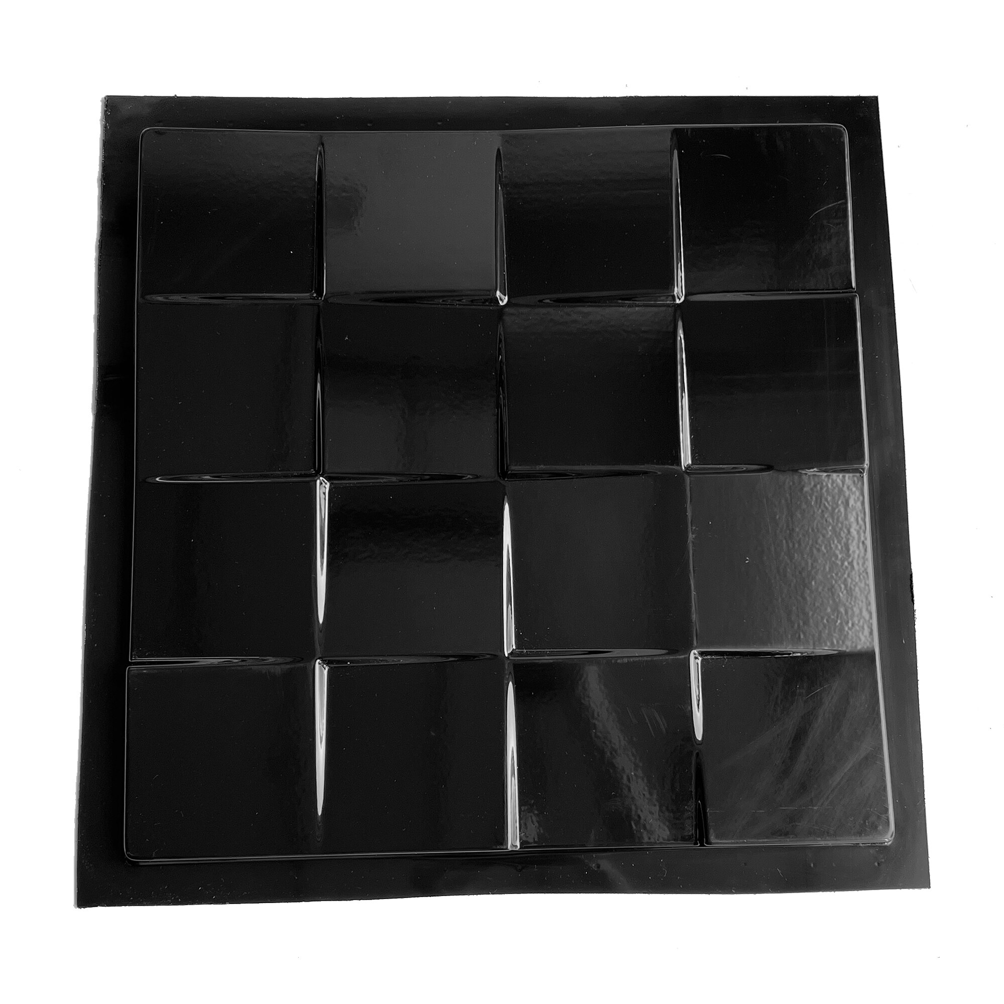 Matrita panou decorativ 3D, model Patrate, plastic ABS, negru, 50x50cm ...