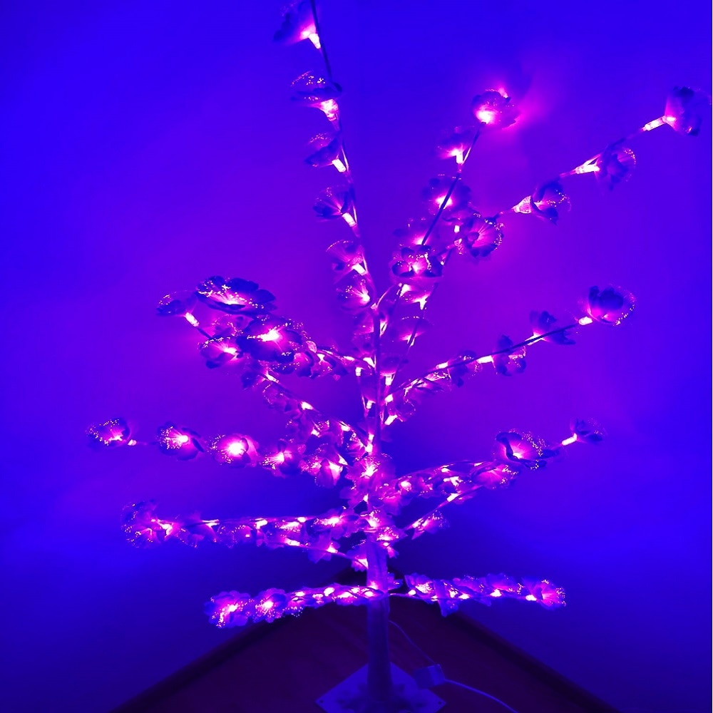 Pom decorativ pentru Craciun, Violet, Inaltime 1.50m, luminare LED, cu ...