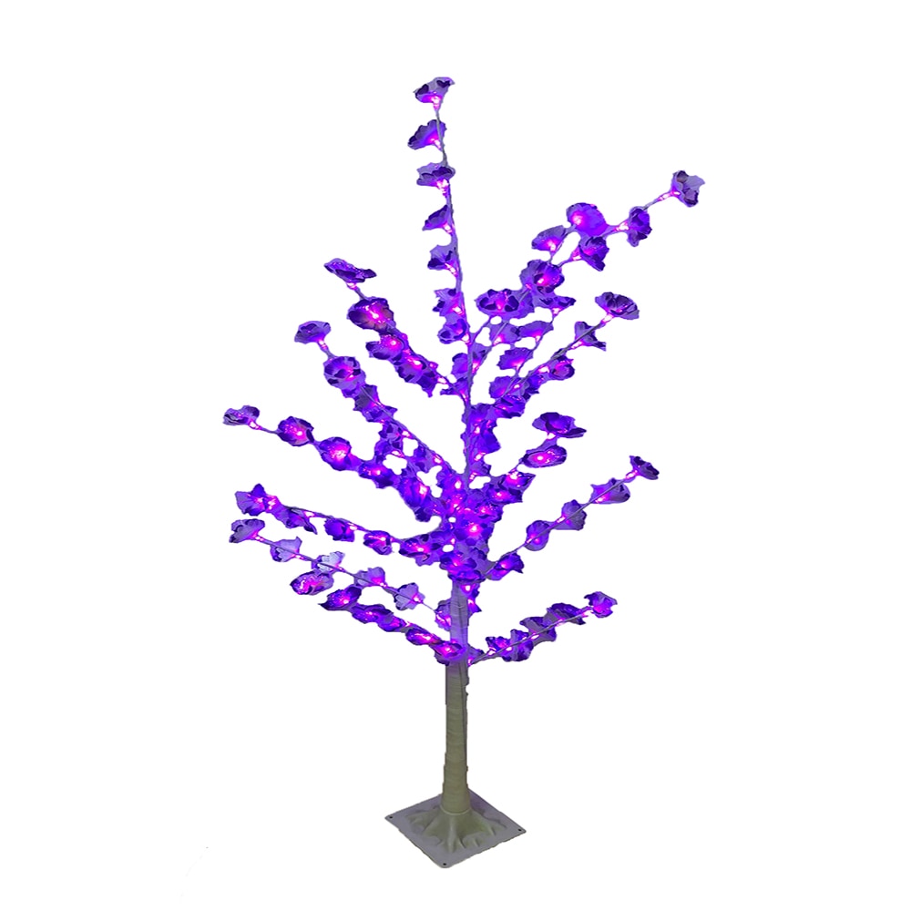 Pom decorativ pentru Craciun, Violet, Inaltime 1.50m, luminare LED, cu ...