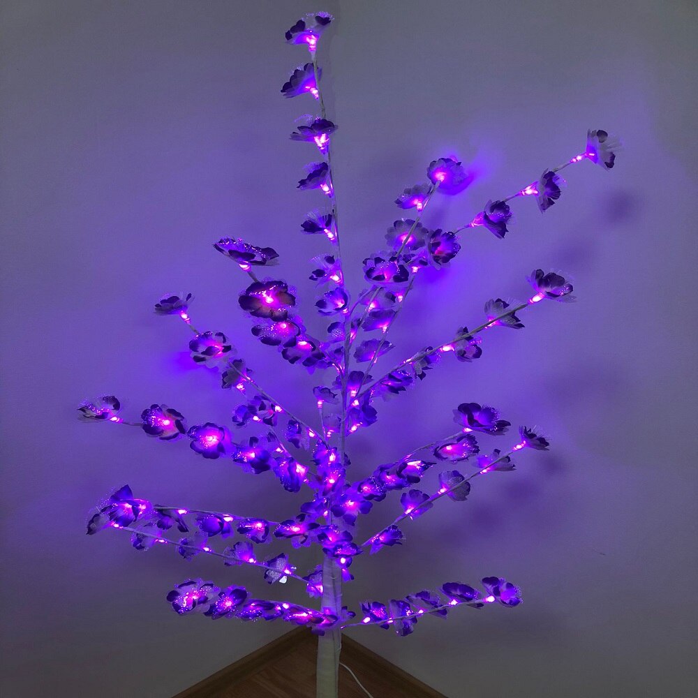 Pom decorativ pentru Craciun, Violet, Inaltime 1.50m, luminare LED, cu ...