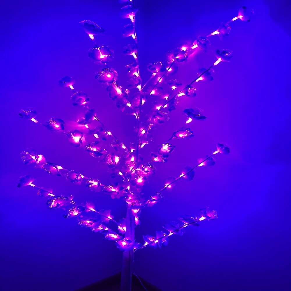 Pom decorativ pentru Craciun, Violet, Inaltime 1.50m, luminare LED, cu ...