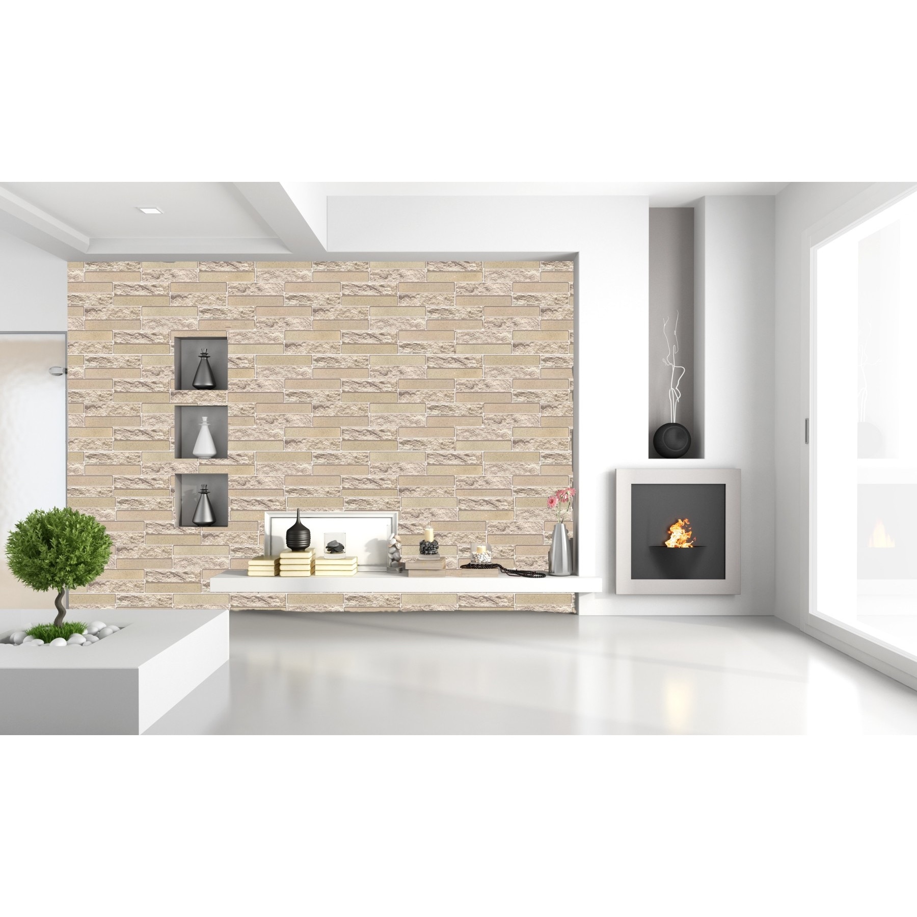 Panou decorativ, PVC, 98 x 48 cm, Bej - eMAG.ro