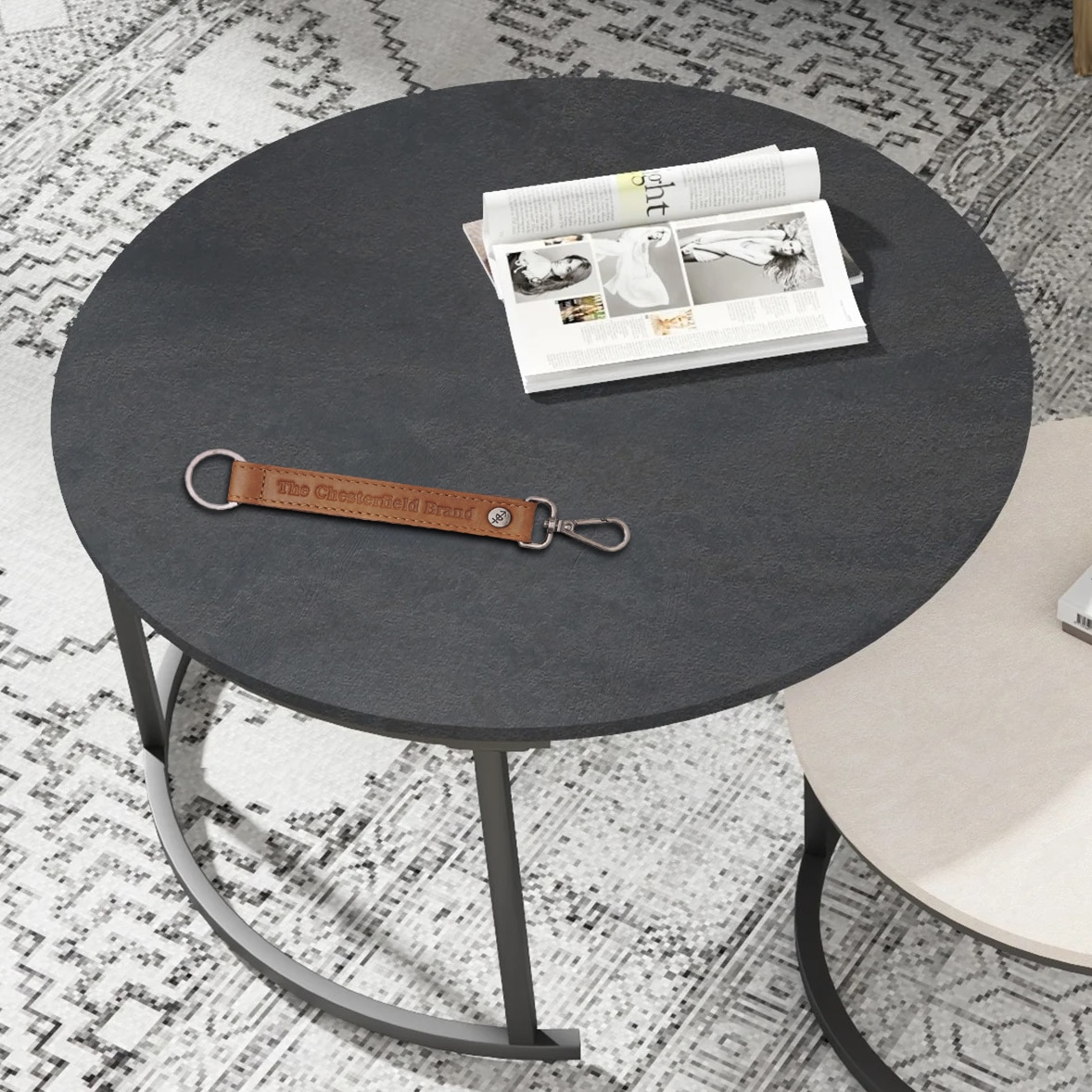 Breloc pentru chei, The Chesterfield Brand, piele naturala, Maro coniac ...