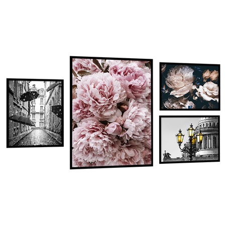 Set tablouri cu rama PoStar, Flori/Arhitectura, 4 Buc - eMAG.ro