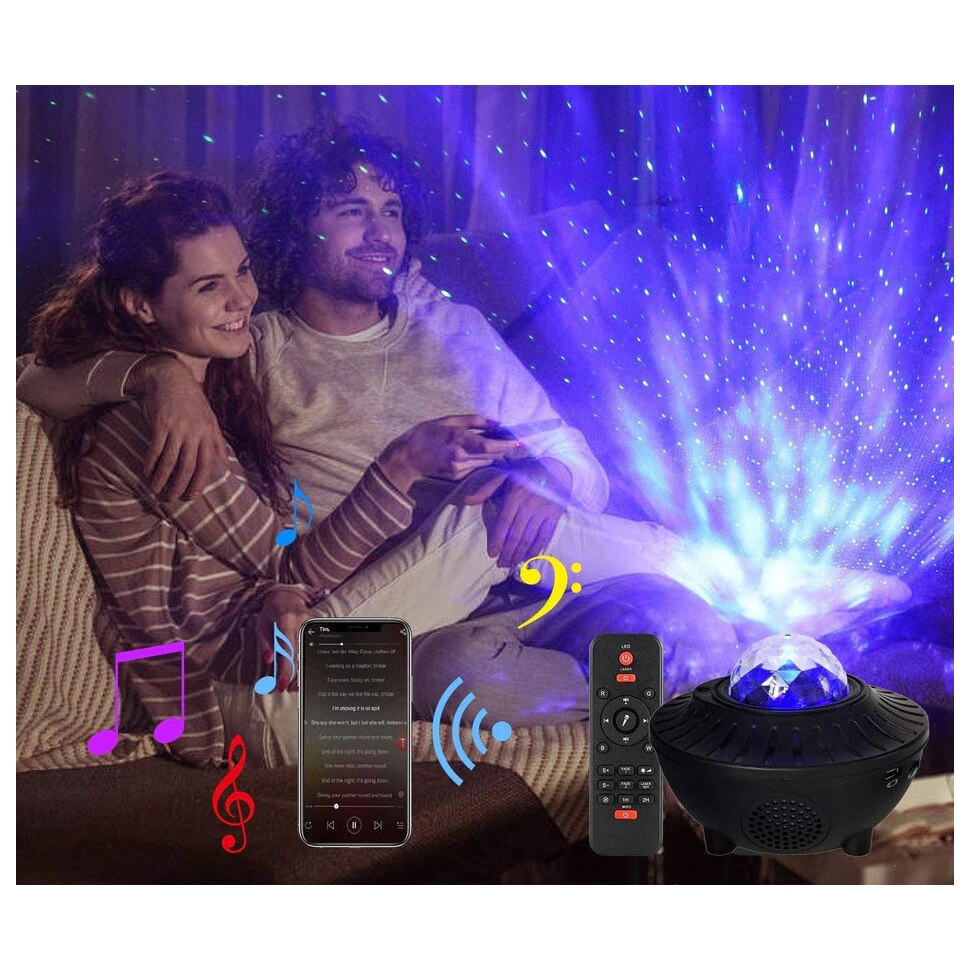 Lampa de veghe NYTRO Laser, Proiectie Univers 360, 10 culori, Boxa ...