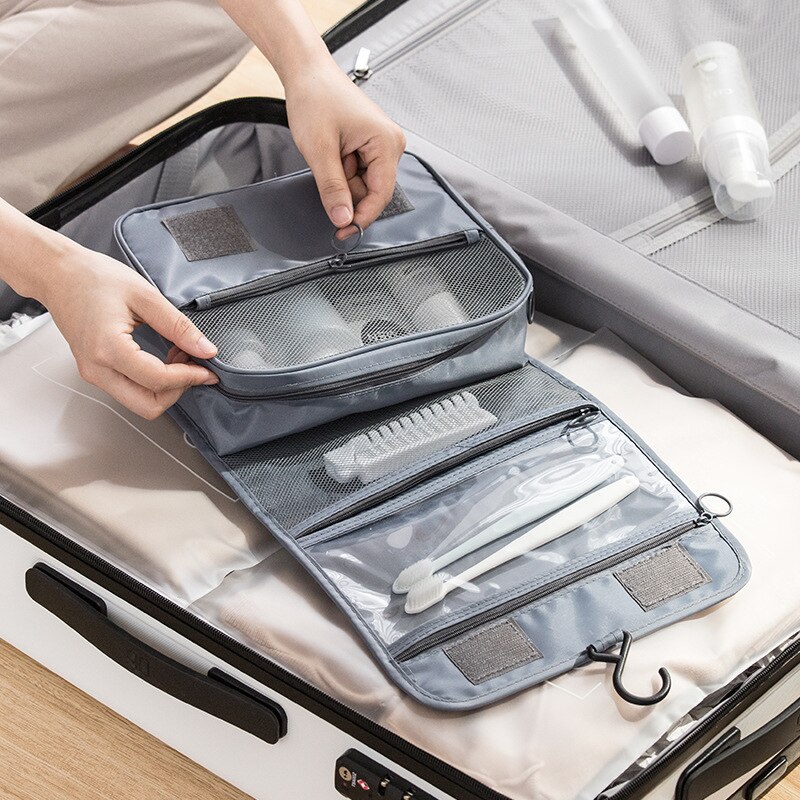 Geanta cosmetice voiaj, Sooye, Poliester, Rezistent la apa, 24x10x18 cm ...