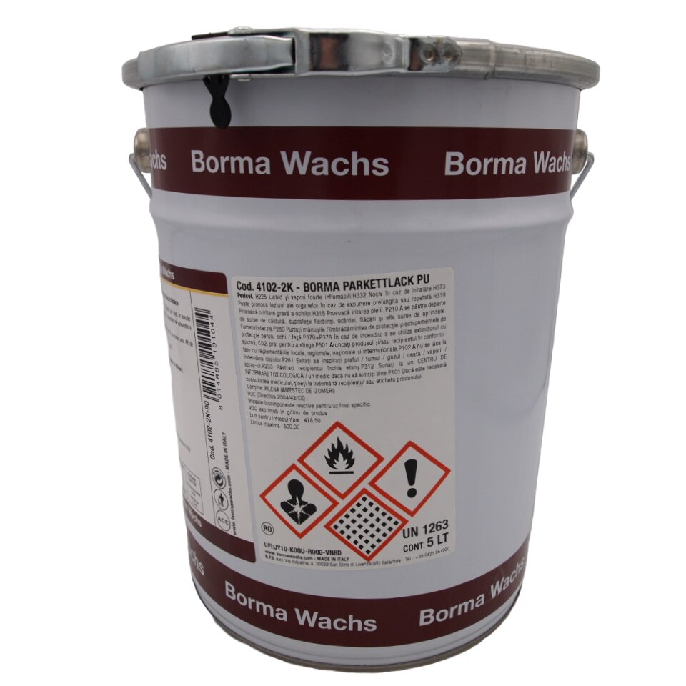 Set pentru finisarea parchetului cu lac de parchet bicomponent, Borma ...