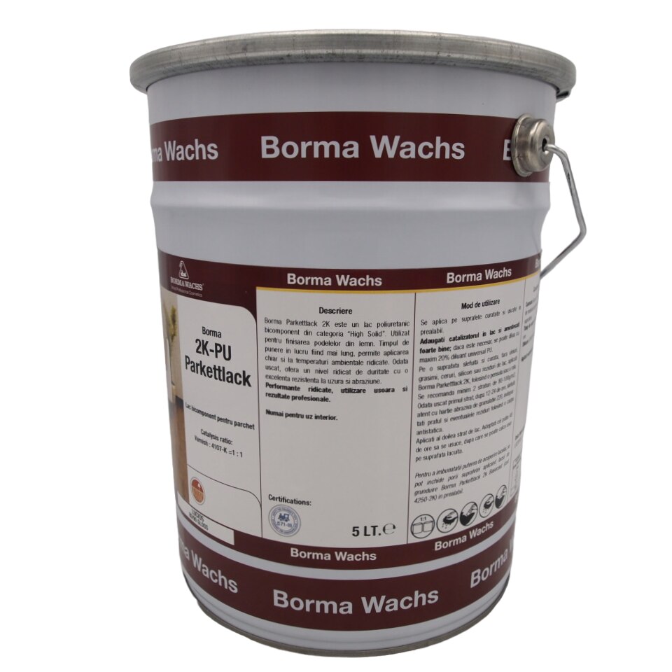 Set pentru finisarea parchetului cu lac de parchet bicomponent, Borma ...