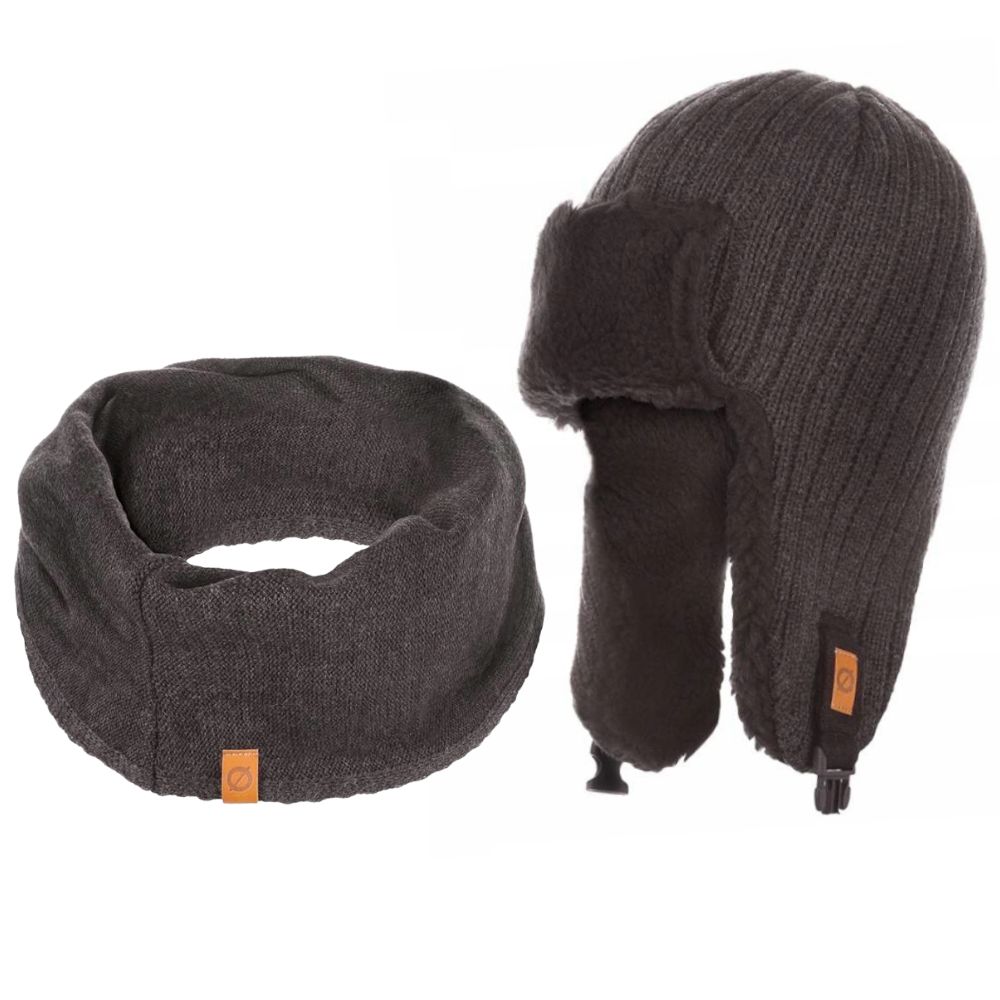 Set caciula cu fular barbati Brodrene, Acril, Gri inchis - eMAG.ro