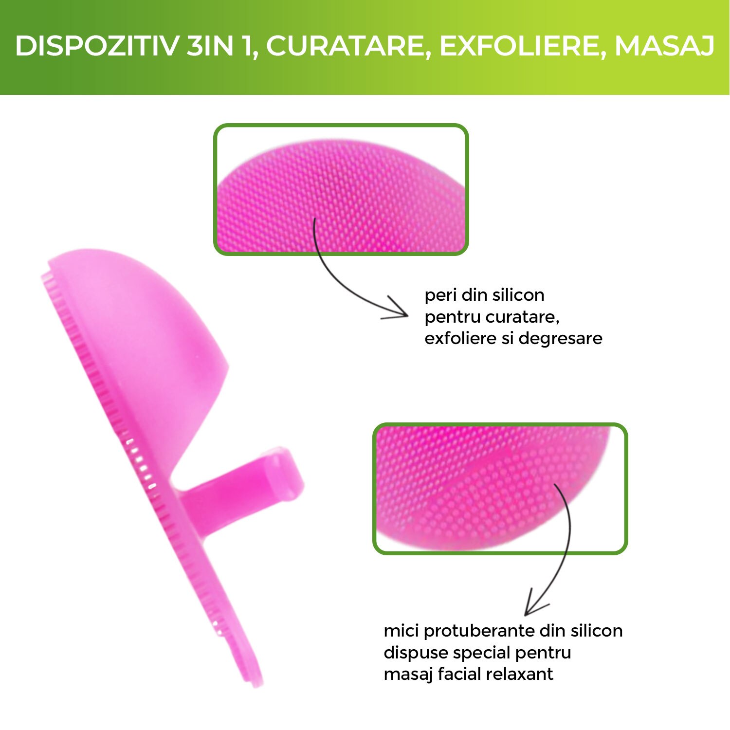 Perie mini faciala, zioda smart essentials®, tip discheta din silicon ...