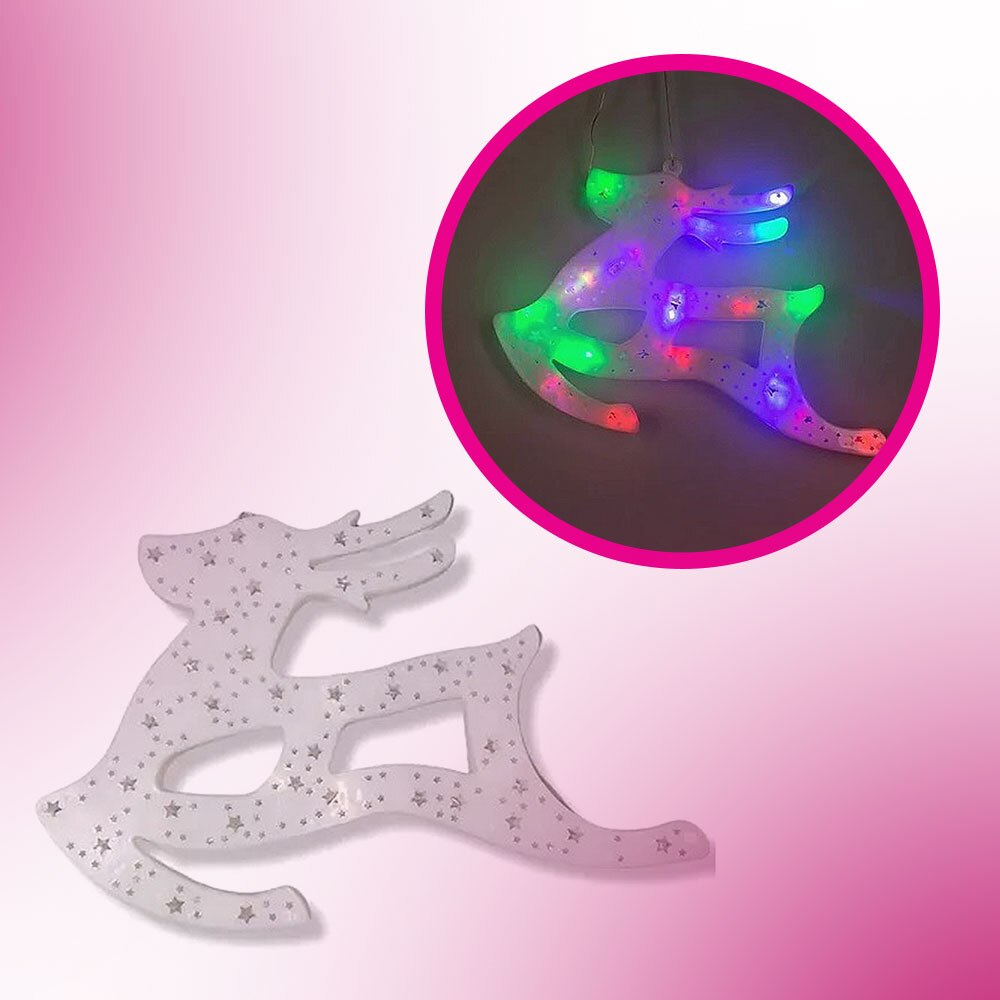 Decoratiune Craciun SIKS, Ornament Pentru Geam, Ren, Cu Luminite ...