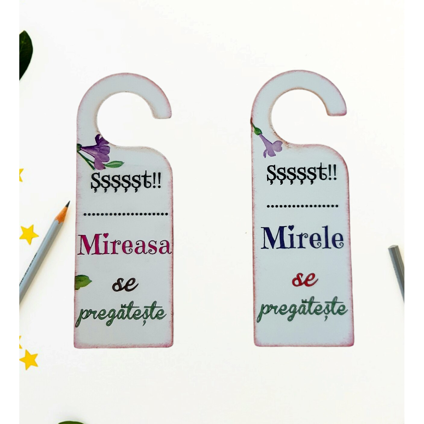 Set 2 agatatori usa pentru nunta, mire si mireasa - eMAG.ro