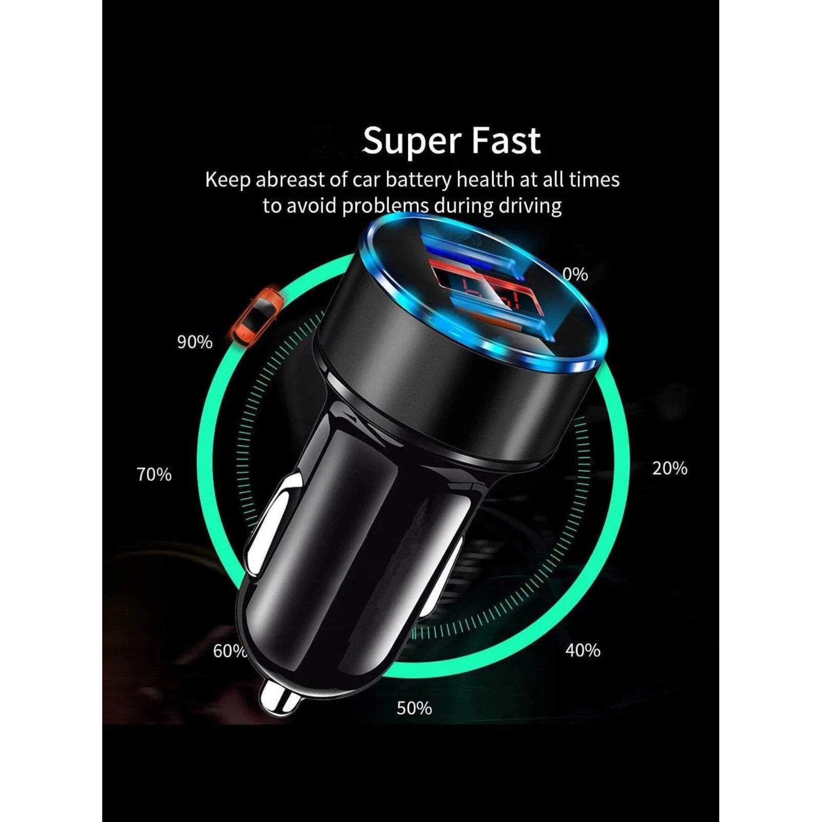 Incarcator Auto, Dual USB Digital Display Fast Charger, Pro Type-C ...