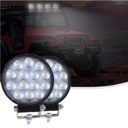 Set 2 Proiectoare LED Rotunde, 14 LED uri, 35mm, 42W SLIM - eMAG.ro