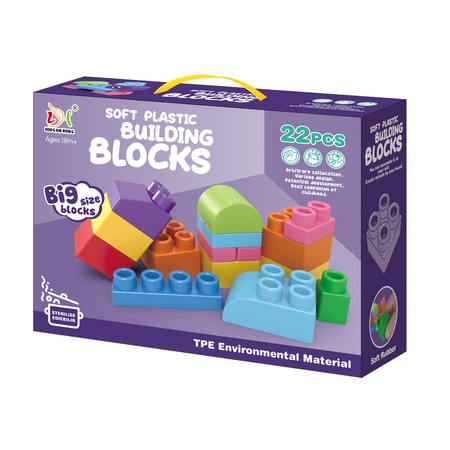 Set constructie, Chippo, Soft Blocks, Silicon, 22 piese, Multicolor ...