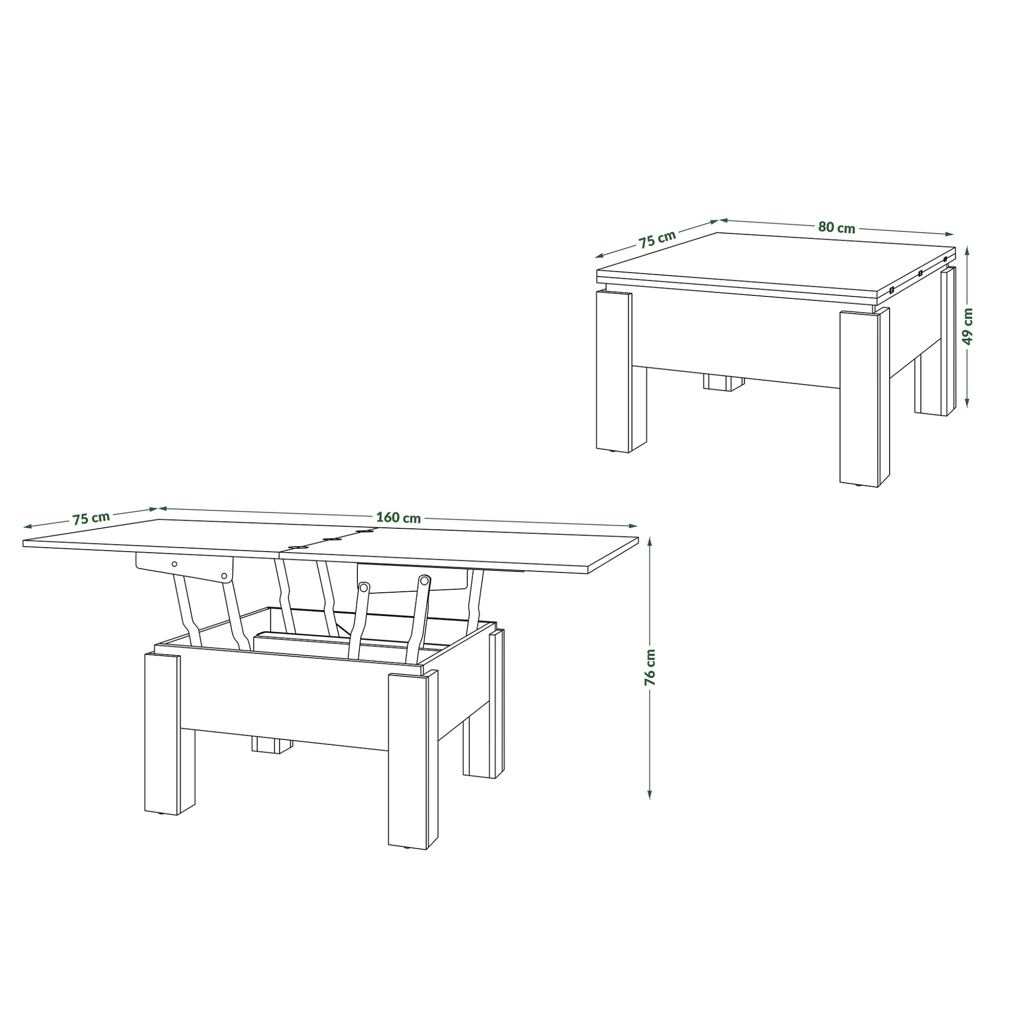Masa de cafea, Mazzoni, OSLO, Stejar Artisan / Negru 80 cm / 75 cm ...