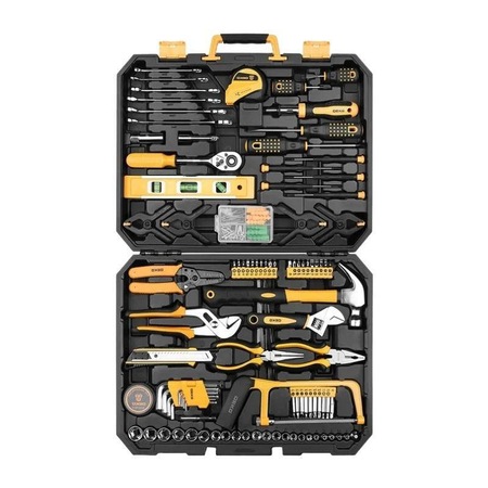 Set scule de mana, Deko, Tools DKMT168, 168 bucati, Negru/Galben - eMAG.ro