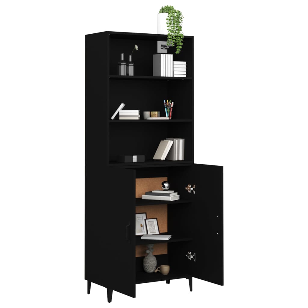 Dulap inalt vidaXL, negru, lemn compozit, 70 x 34 x 90 cm - eMAG.ro