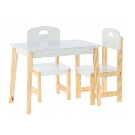 Set Masuta copii cu doua scaune, MDF, dimensiune 60x40x46 cm, Alb - eMAG.ro