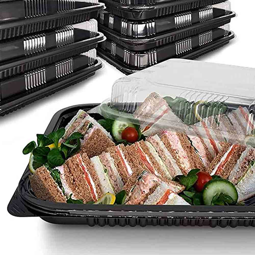 Set 10 Platouri Negre PP si Capac, 2500 CC, Dimensiune 430x280x32 mm ...