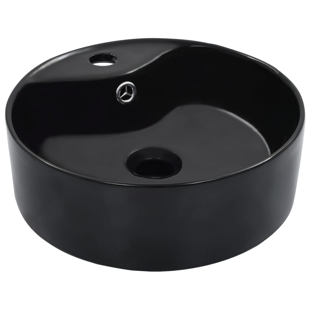 Chiuveta cu preaplin, negru, 36x13 cm, ceramica, 6,72 kg - eMAG.ro
