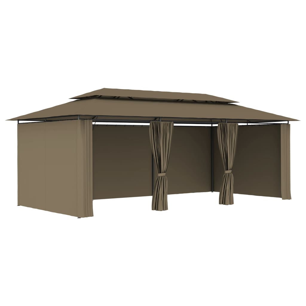 Pavilion cu perdele, gri taupe, 600 x 298 x 270 cm, 180 g/m² ...