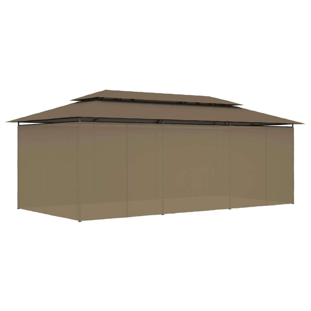 Pavilion cu perdele, gri taupe, 600 x 298 x 270 cm, 180 g/m² ...