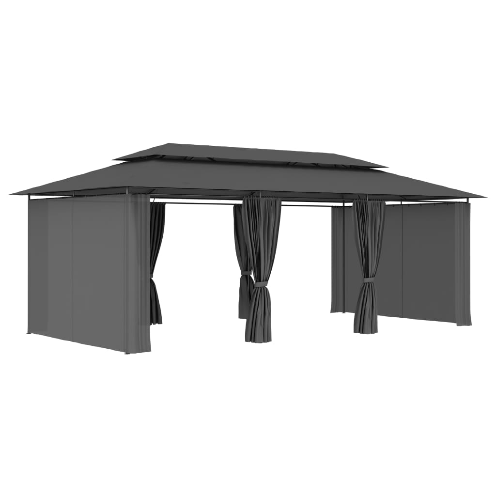 Pavilion cu perdele, antracit, 600 x 298 x 270 cm, Rezistenta UV si apa ...