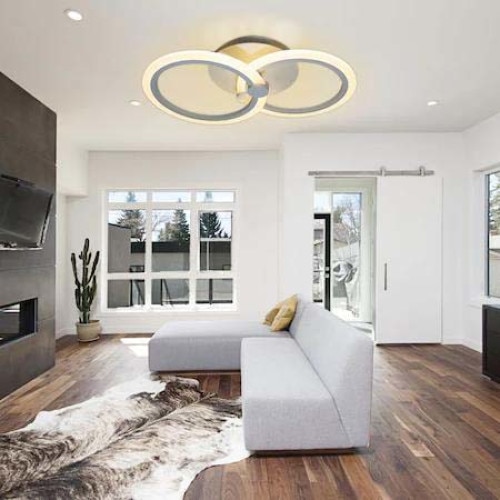 Lustra LED Model Cercuri 8823/2, cu Telecomanda, 3 Tipuri de Lumina ...