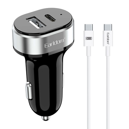 Зарядно устройство за кола Earldom ES-CC14, 1xUSB, 1xType-C, С PD Type ...