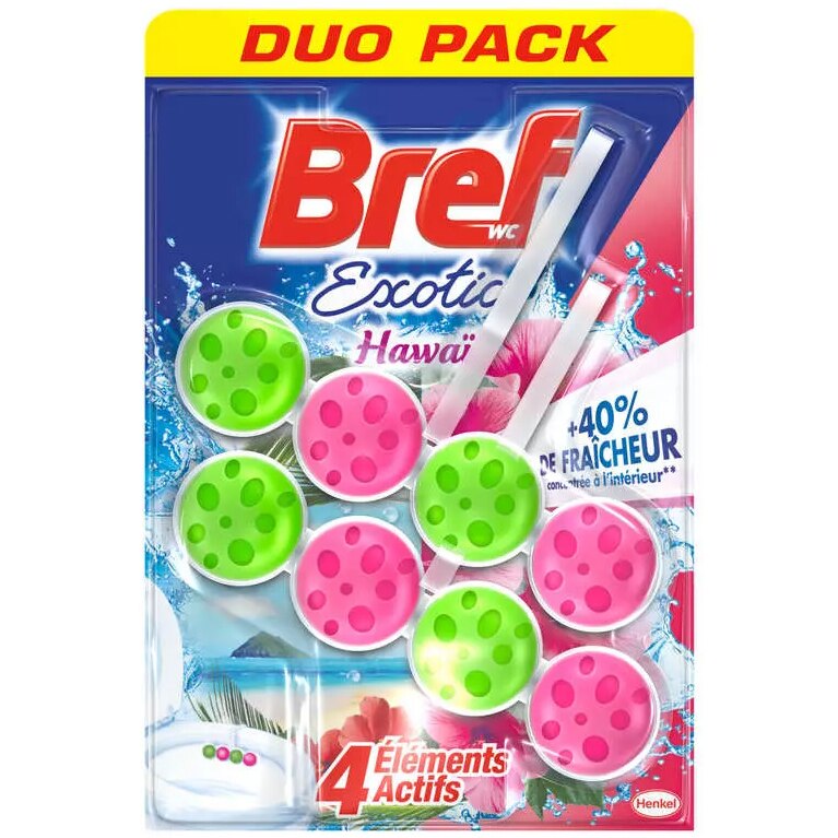 Освежител за тоалетна Bref Power Aktiv Hawai, 2X 50гр - eMAG.bg