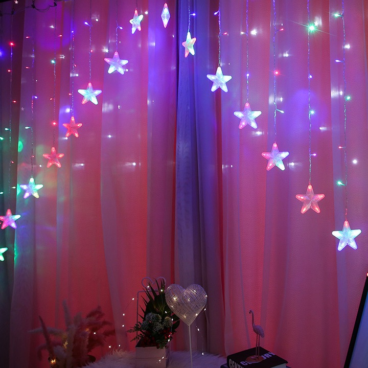 Instalatie de Craciun, Perdea luminoasa, Nevermore®, cu stele mici, 3 m ...