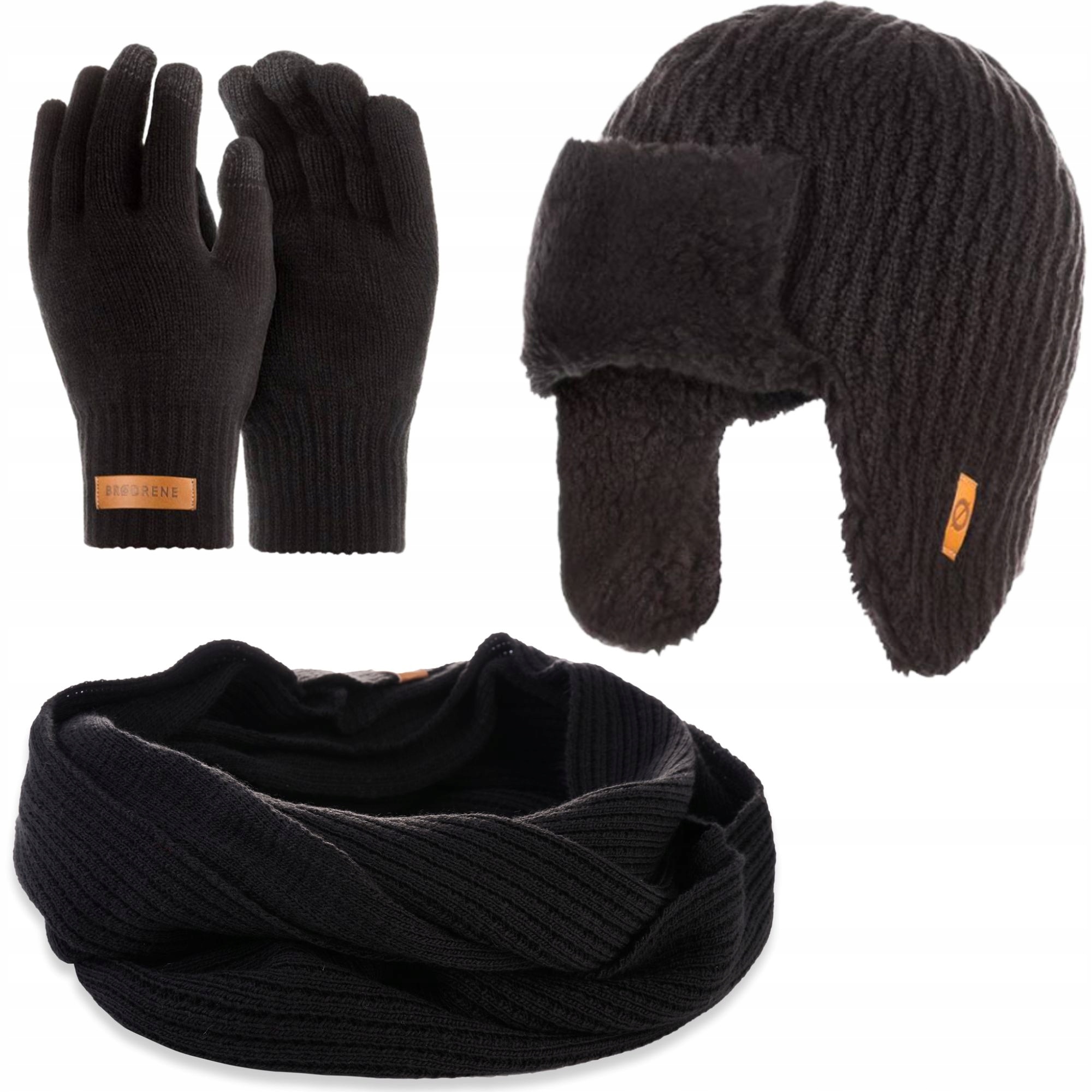 Set caciula, manusi si fular barbati, Brodrene, Acril, Dimensiune ...