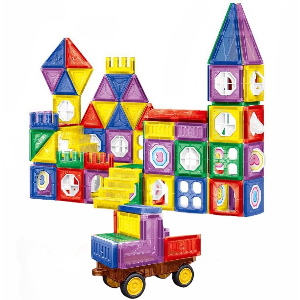 Set 110 piese magnetice de construit educational si creativ pentru ...