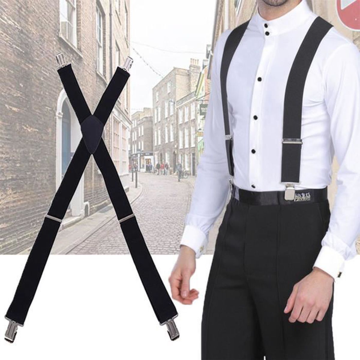 Bretele barbati, Kaypsre, Poliester, 120 cm, Negru - eMAG.ro