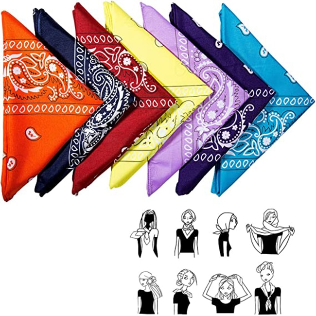 Set 12 bandane, Kaypsre, Poliester, 54x54 cm, Multicolor - eMAG.ro