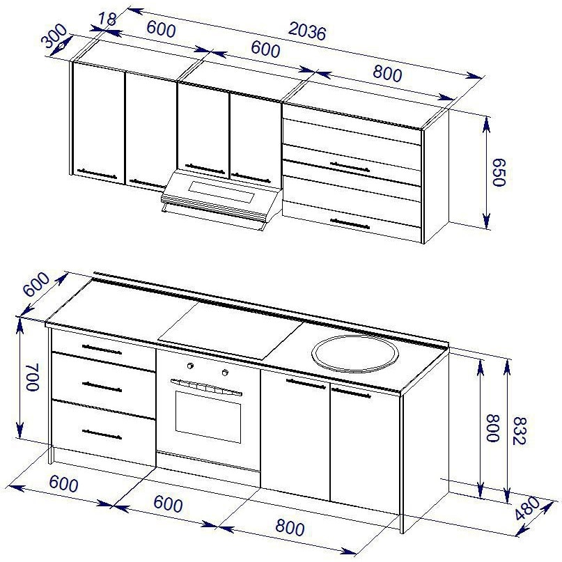 Set Bucatarie DOMINO 02 200cm, Fronturi MDF Lucios Alb, Blat Stejar ...