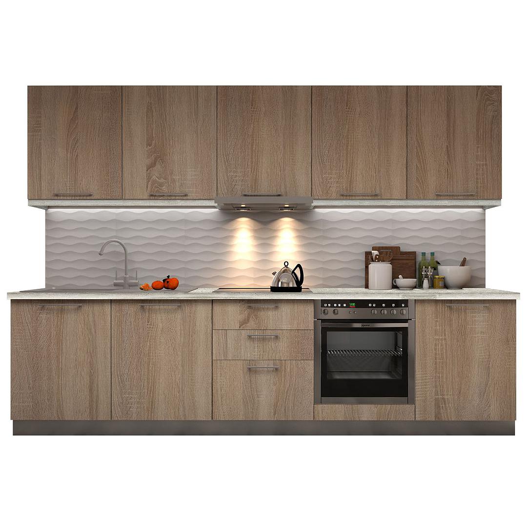 Set Bucatarie CHARM 06 300cm, Fronturi PAL Sonoma 1, Blat Lemn Albit ...