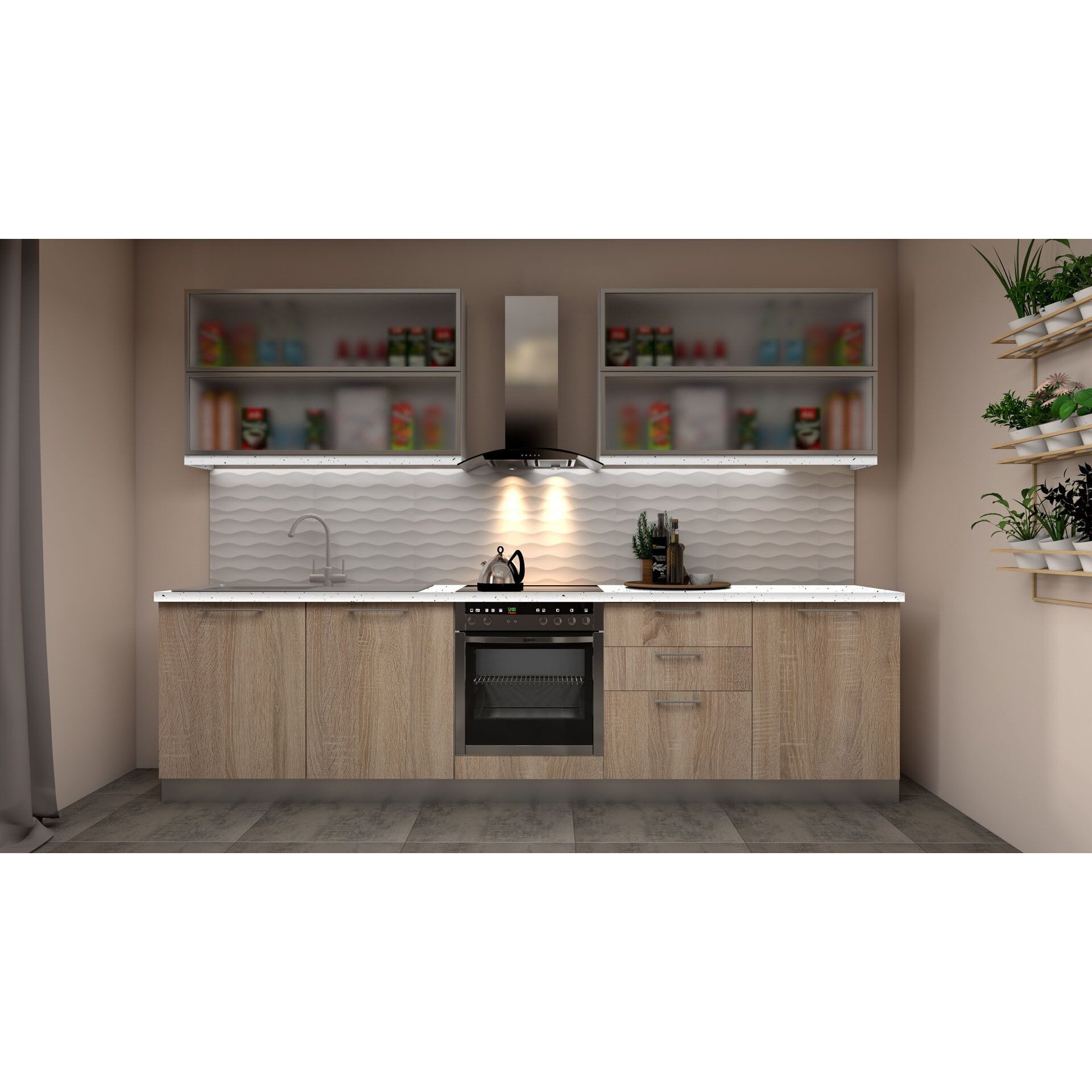 Set Bucatarie CHARM 08 300cm, Fronturi PAL Sonoma 1, Blat Andromeda ...