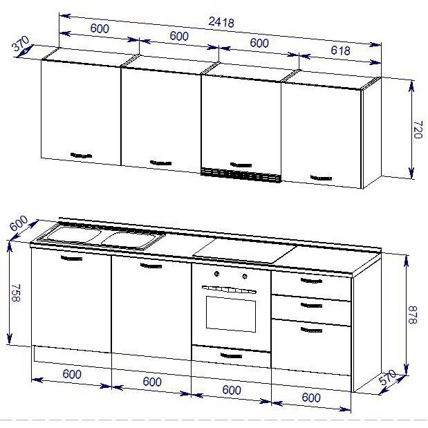 Set Bucatarie CHARM 09 240cm, Fronturi MDF Lucios Verde, Blat Stejar ...