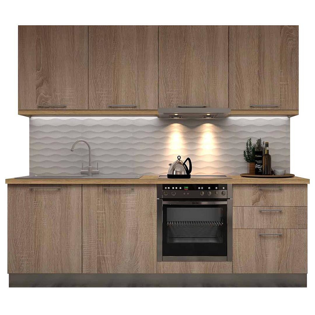 Set Bucatarie CHARM 09 240cm, Fronturi PAL Sonoma 1, Blat Stejar Piatra ...